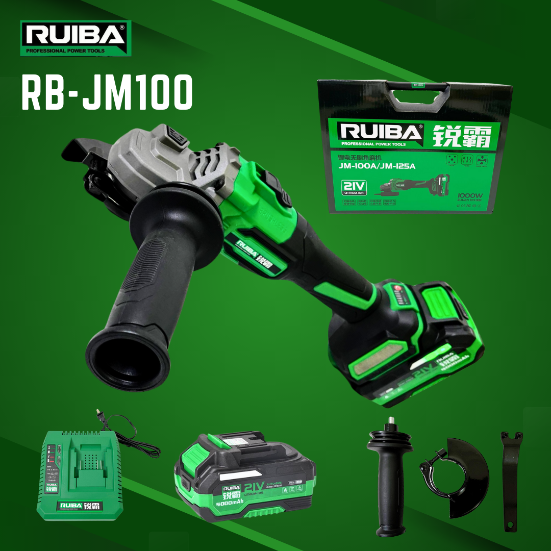 RUIBA เครื่องเจียร์ไร้สายขนาด 4 นิ้ว 21V 4.0Ah บัลเลส ปรับความเร็วได้ 6 ...